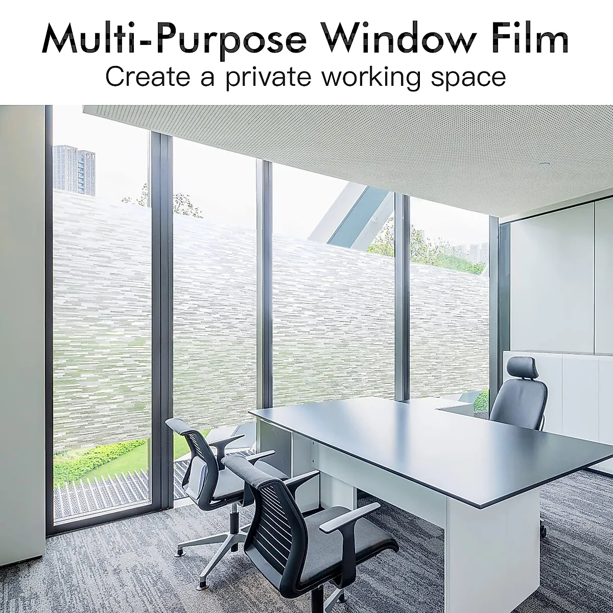 Haton Window Privacy Film, Frosted Glass Static Cling Sun Heat Blocking Window Clings, Frosting Opaque Coverings, Vinyl Removable Stickers Tint for Home Door Office, Non Adhesive 17.5" x 78.7"