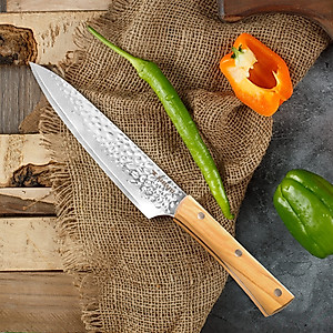 Moorhaus 8" Kitchen Knife, Stainless Damascus Steel 67 Layer - Razor Sharp, Superb Edge Retention, Stain & Corrosion Resistant Chefs Knives