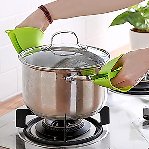 ZHENSHUN Kitchen Multi-Functional Tools, Anti Scald, Anti Slip, Heat Insulation, high Temperature Resistance, Microwave Oven, Outdoor,Cooking,Barbecue, Working, Green and Black (2 Pairs), Green Black