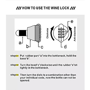 Beduan Wine Bottle Lock - Password Code Digital Lock - Cap Stopper for Wine Whiskey Liquor