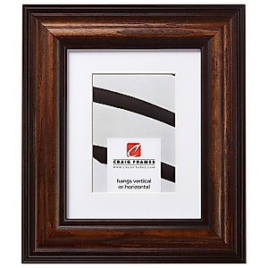 Craig Frames Potomac, 11 x 14 Inch American Walnut Brown Picture Frame Matted to Display an 8 x 10 Inch Photo