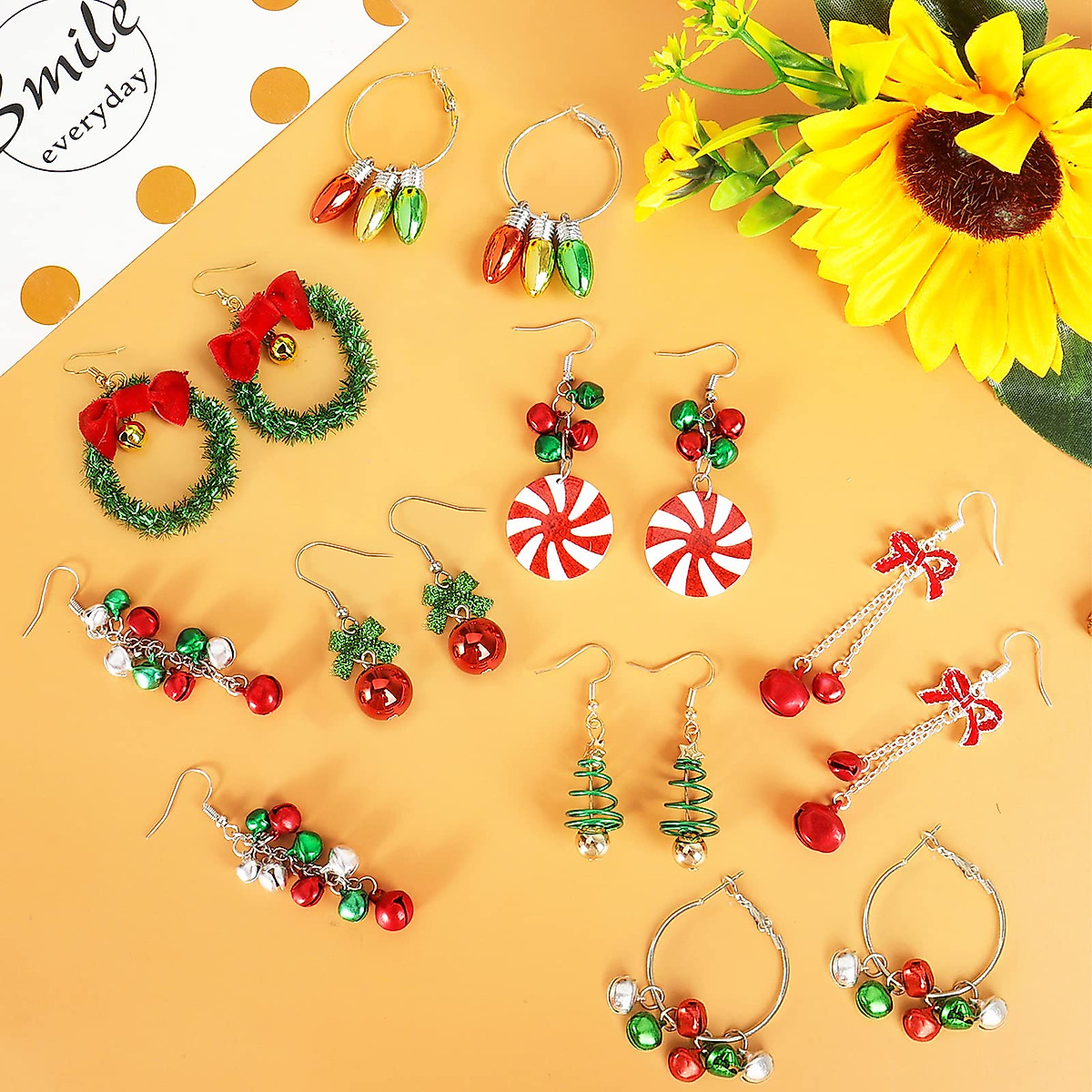 9/10/14/20 Pairs Christmas Earrings for Women Christmas Tree Bells Drop Dangle Earrings Holiday Earrings Xmas Jewelry…