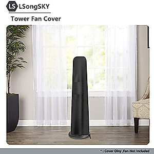 LSongSKY Tower Fan Cover, Waterproof And Dustproof Fan Cover, Suitable For Most Indoor Or Outdoor Portable Electric 42 "Oscillating Tower Fans, 10 x 10 x 42 inches,Black