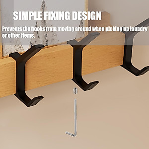 MOKIUER Coat Rack Wall Mount |17" Coat Rack with 5 Removable Double Hooks | Coat Hooks for Hat Key Backpack Towel,Wooden Wall Hook