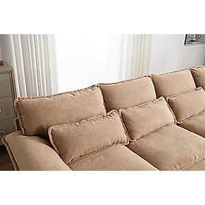 Eafurn Symmetrical Modular Sectional Sofa with Chaise Lounge, 6 Seater Fabric Upholstered Cloud Couch, U Shaped Oversized Sleeper Sofa&Couches with Thicked Cushion & Detackable Backrest Living Room