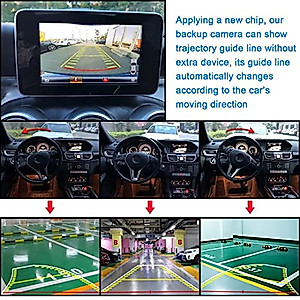 Car Rear View Backup Camera Reverse Wide Angle Night Vision Waterproof Parking Assistance Camera Dynamic Trajectory Guide Line;IP67 Rated Waterproof;High Definiti