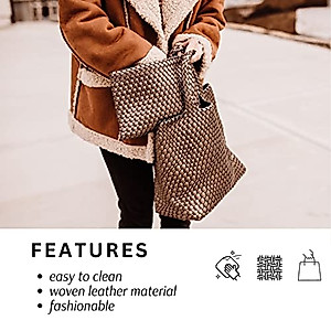 Knotted Fashion Woven Bag and Purse | Top Handle Ladies Leather Tote Bag Large Capacity Women Handbags for Shopping, Travelling | Handmade Shoulder Bags