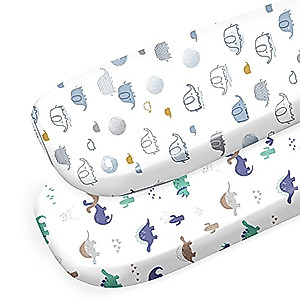 AMKE Bassinet Fitted Sheet,2 Pack,Rectangle and Oval Baby Bassinet Fitted Sheets,100% Cotton Nursery Bedding,Fits AMKE Sleeper Crib Mattress (Animals)