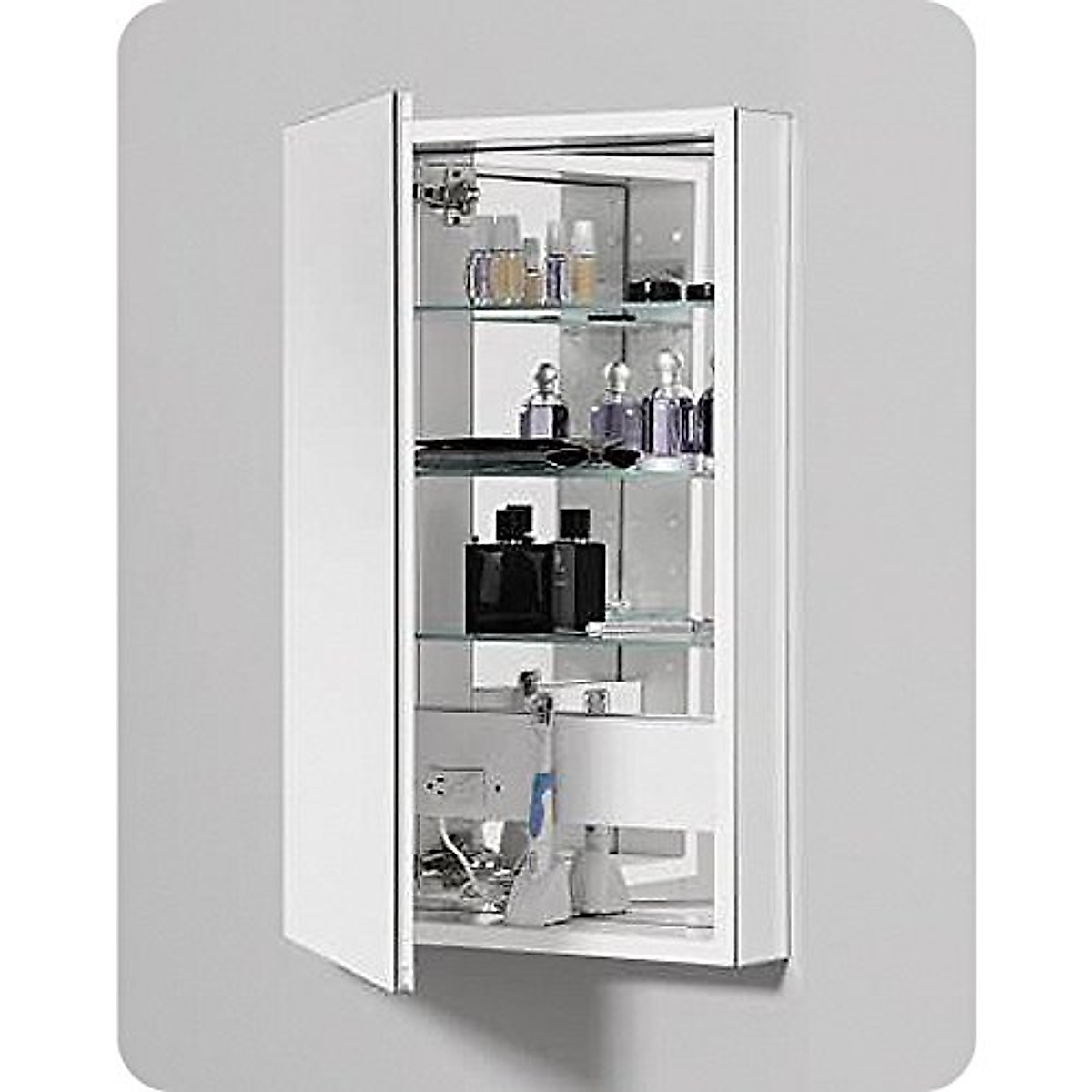 Robern PLM2440GRE Polished Edge, Classic Gray Interior, Electric ̶ Right Hinge PL Series 24" x 40" Flat Top Cabinet