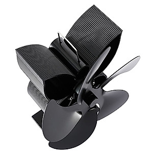Saycker 5-Blade Fire Fans Heat Powered Stove Fan for Fireplace Wood/Log Burner/Fireplace Increased Efficiency(Black)