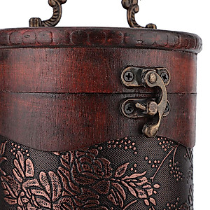 Garosa Retro Wooden Wine Gift Box Portable Vintage Round Wooden Single Red Wine Storage Box With Handle