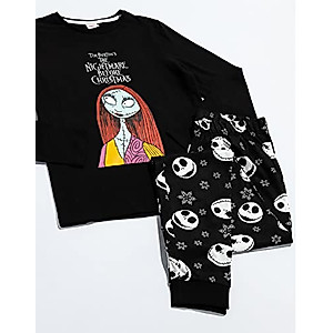 Disney The Nightmare Before Christmas Womens Pajamas | Jack Skellington Sally Halloween Matching Long Sleeve Long Leg PJ Set