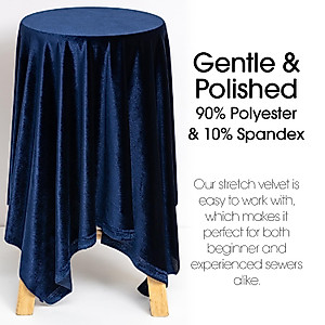 Pico Textiles 2 Yards Bolt - Navy Stretch Velvet Fabric - Sold by The Bolt - Variety of Colors - Ideal for Sewing Apparel, Dresses, Skirts, Costume and Craft