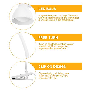 OSALADI Reading Lamp Gooseneck Desk Lamps LED Table Lamp Clip On Desktop Light with USB Charging Port for College Dorm, Home, Office