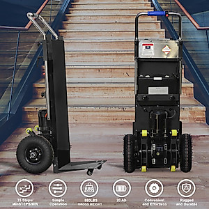 CAMINI 880lbs Capacity Heavy Duty Stair Climber, 1200W Powered Motor Electric Stair Climbing Hand Trucks Dolly Cart for Moving, Electric Stair Climbing Dolly for House Logistics Warehouse(Black)