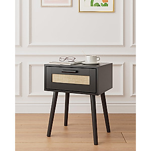 Aobafuir Wood Nightstand, Night Stand for Bedroom, Bedside Table with Drawers, Farmhouse End Table with Storage for Living Room (Bohemian)