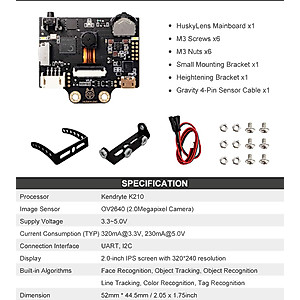 HUSKYLENS - an Easy-to-use AI Machine Vision Sensor/Smart Vision Robot Camera- Face Recognition Tracking for Raspberry Pi, Micro: bit (HUSKYLENS)