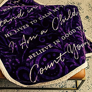 LDS Words of Faith Sherpa Fleece Throw Blanket with Inspirational Phrases for Members of LDS Church