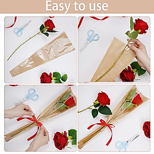 50Pcs Single Rose Sleeve Flower Wrapping Bags Kraft Paper Flower Wrapping Paper Single Floral Sleeves Flower Rose Bouquet Wrapping Sleeves Flower Wrap Bags for Mother's Day Wedding Bouquet Valentine's Gifts (Brown, 5x15.75in)