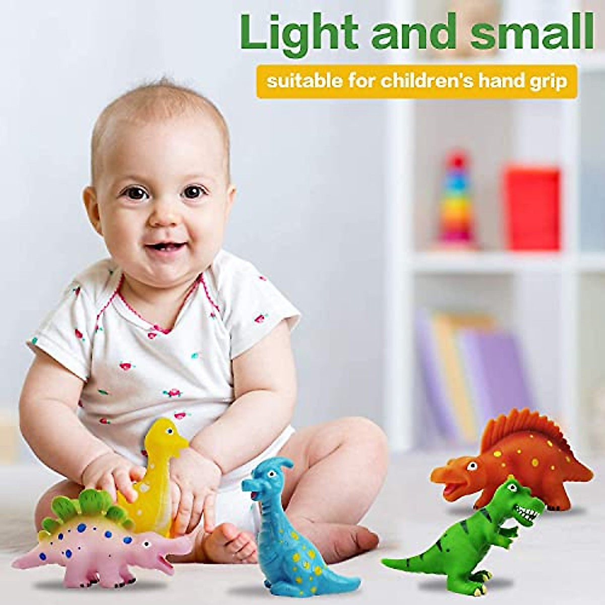 Gizmovine Fun Dinosaur Baby Toy 12 Pack Collection of Colorful Foam Bath Toys - Perfect for Kids & Children's Bath Time Adventures.