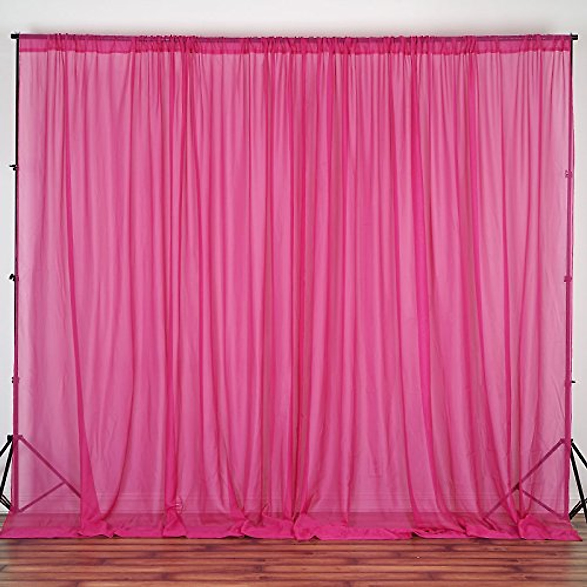 BalsaCircle 10 feet x 10 feet Fuchsia Sheer Voile Backdrop Drapes Curtains 2 Panels 5x10 ft - Wedding Ceremony Home Decorations