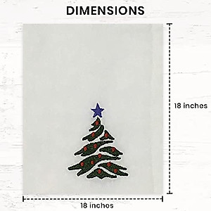 Cotton Carnival Dinner Napkins, Made with Pure Cotton, Christmas Tree Embroidered of Size 43Cm X 43Cm, Set of 6 Napkins Soft and Comfortable - Durable Quality
