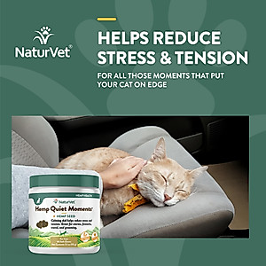 NaturVet Hemp Quiet Moments Plus Hemp Seed for Cats, 60 ct Soft Chews, Made in USA