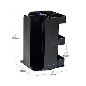 Mind Reader Cup Condiment Carousel, Countertop Organizer, Coffee Bar Accesories, Kitchen, Stirrers, 8" L x 8" W x 12" H, Black