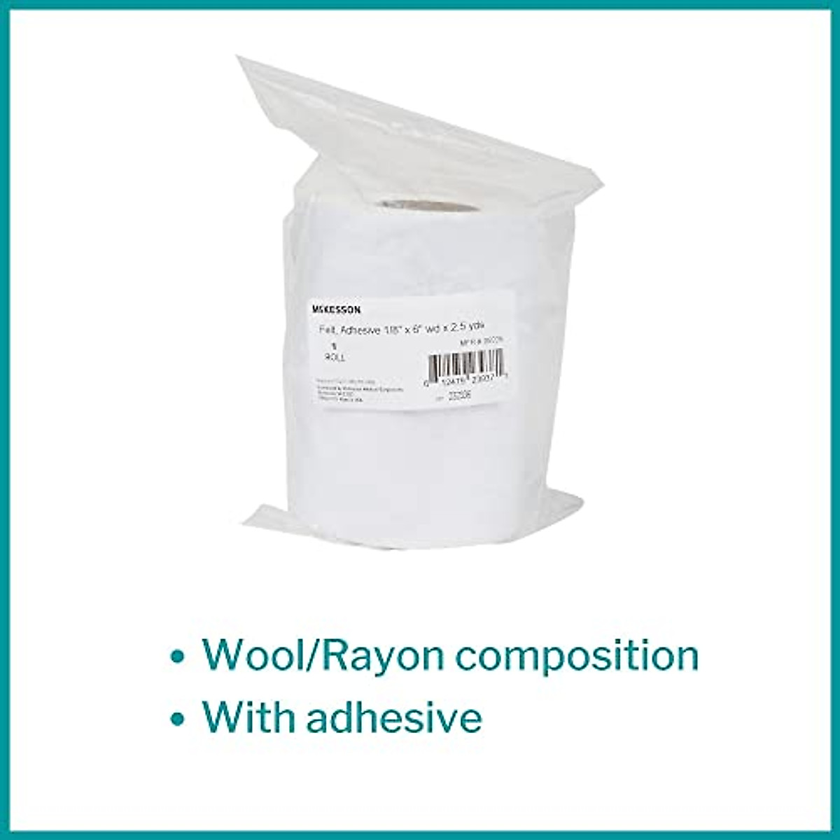 McKesson Orthopedic Felt Roll - Non-Sterile, Adhesive Rayon/Wool Medical Padding - White, 1/8 in Thick, 6 in x 2 1/2 yd, 1 Count
