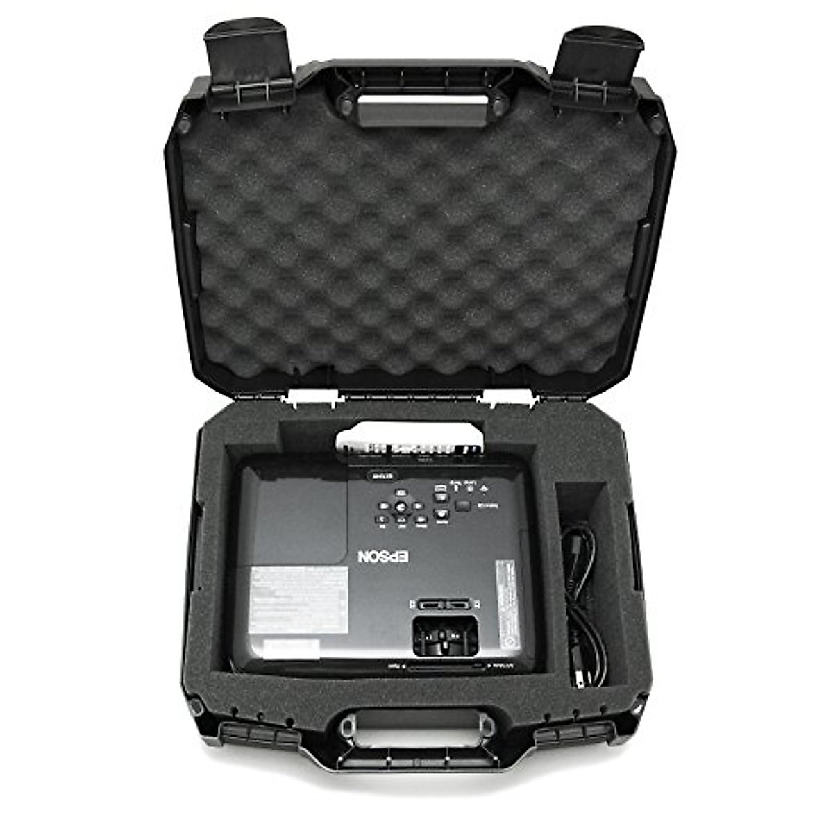CASEMATIX Hard Shell Projector Travel Case Compatible with Epson VS250 SVGA, VS350 XGA, VS355 WXGA Projectors with HDMI Cable and Remote in Custom Foam Compartments, Case Only