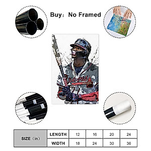 TUBALU Ronald Acuna Jr Poster Baseball Art Canvas Bedroom Wall Decor Print Picture Office Dorm Room Decor Gifts Unframe:12x18inch(30x45cm)