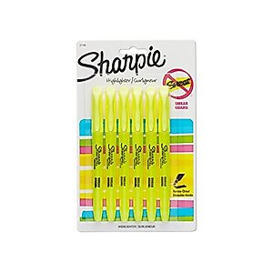 SHARPIE 27108PP Accent Pocket Style Highlighter, Fluorescent Yellow, 6-Pack