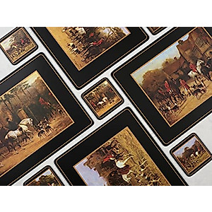 Pimpernel Tally Ho Collection Coasters | Set of 6 | Cork Backed Board | Heat and Stain Resistant | Drinks Coaster for Tabletop Protection | Measures 4” x 4”