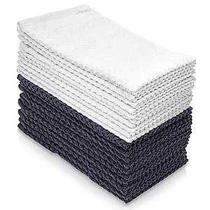 Simpli-Magic Cotton Hand Towels, 16"x27", Gray/White 10 Count