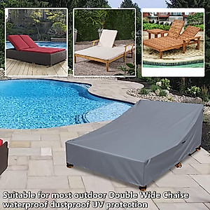 Patio Furniture Covers for double Chaise Lounge,100% Waterproof Lounge Chair Covers for Outside Patio Lounge Chair,Outdoor Couch Cover for Double Wide Wicker Daybed Chaise Lounge Chair (Grey)