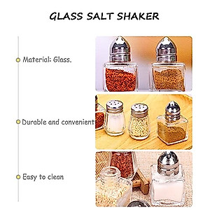 Glass Containers with Lids Small Salt and Pepper Shakers, Mini Glass Seasoning Jars Glass Cube Body Shakers for Wedding, Party, Restaurant, Beach Vacation Home Kitchen Supplies