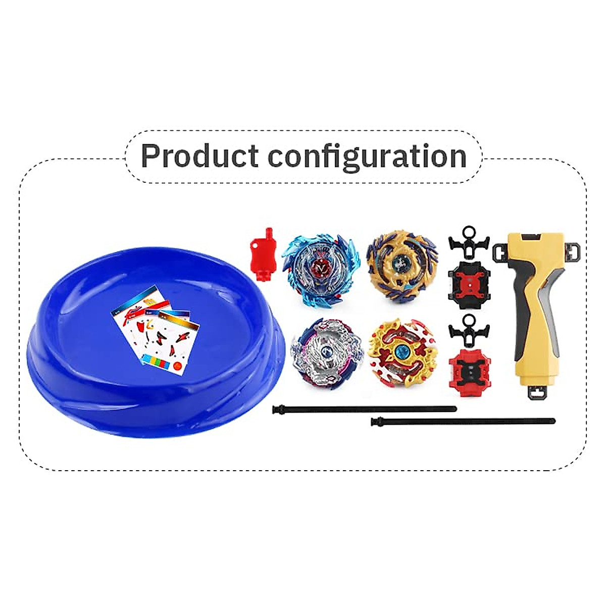 Bey Battle Burst Gyro Attack Blades Metal Fusion Evolution Combination with Starter Battle Arena, Launchers & Includes 4 Battling Metal Gyro Blades(4in1)