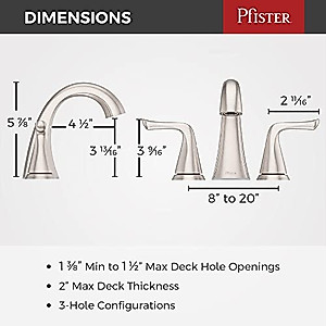 Pfister Willa Bathroom Sink Faucet, 8-Inch Widespread, 2-Handle, 3-Hole, Spot Defense Brushed Nickel Finish, LF049MALGS