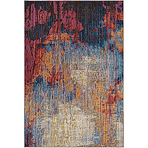 SAFAVIEH Bristol Collection 6' x 9' Blue / Rust BTL354F Boho Modern Abstract Area Rug