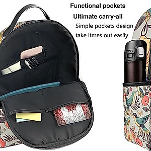 BAFAFA Bird and Flower Pattern Printed Travel Backpack Business Work Bag Computer Bag Outdoor Sports Rucksack