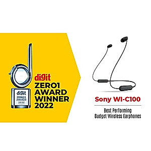 Sony WI-C100 Wireless in-Ear Bluetooth Headphones with Built-in Microphone, White