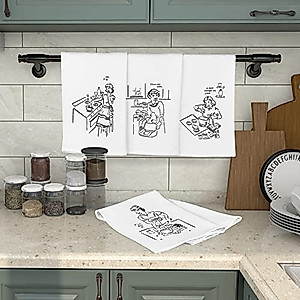 BOMBAXCEIBA Funny Kitchen Towels and Dishcloths Sets of 4,Gift for Mom, New Home Decorative Dish Towels for Women, Waffle Weave Tea Towels for Kitchen (17 x 25 Inches)