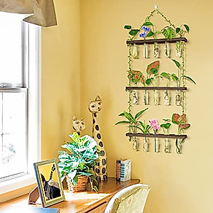 Grovind Propagation Stations, 3 Tier Large Wall Hanging Plant Terrarium with Wooden Stand Retro Propagation Station Test Tubes for Hydroponic Indoor Plants Cutting Planter for Home Garden Office Decor