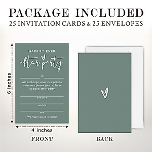 TPYEN Happily Ever After Party Invitations, Minimalist Dark Green Wedding Reception Party Invitation, Celebration for Bride & Groom, Party Favor & Supplies - A03