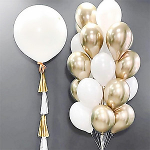 White and Gold Balloons, 12 Inch White Sand Gold Metallic Latex Balloons, Beige Gold Party Balloons for Boho Birthday Baby Shower Engagement Wedding Anniversary Party Decorations