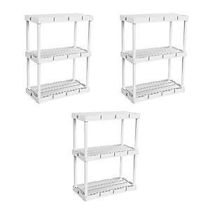 Gracious Living Knect A Shelf Light Duty 3 Shelf Interlocking Storage Units for Home, Office, Basement, or Garage Storage, White (3 Pack)