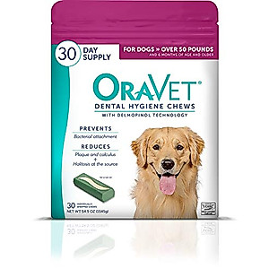 Merial Oravet Dental Hygiene Chew For Large Dogs (50 Lbs And Over), Dental Treats For Dogs, 30 Count