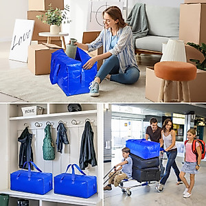 8-Pack Extra Large Moving Bags, Heavy Duty Storage Bags w/Strong Handle & Zippers, Storage Tote for Space Saving, Alternative to Moving Boxes, Bags for Clothing Dorm Travel Packing Supplies (Blue)