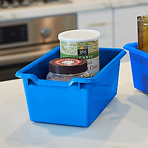 ECR4Kids Scoop Front Storage Bin, Multipurpose Organization, Blue, 5-Piece