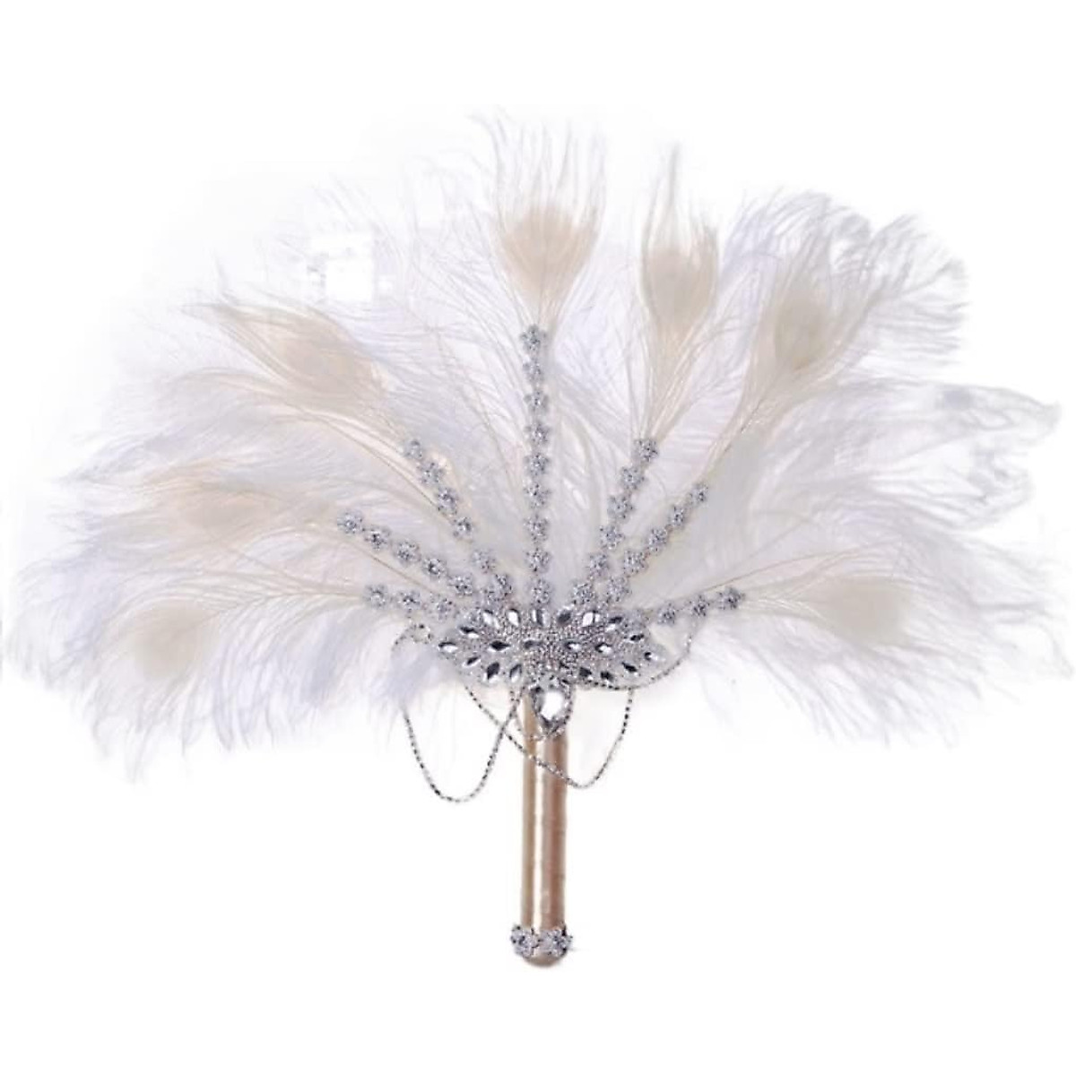 Chinese Fan Folding Hand Fan Bridal Feather Bouquet Decorative Fan Crystal Bridesmaid Wedding Bouquet Flapper Folding Fan Paper Fan Hand Folding Fans Vintage Style